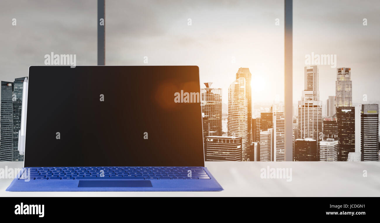 Work place with panoramic view Stock Photo - Alamy