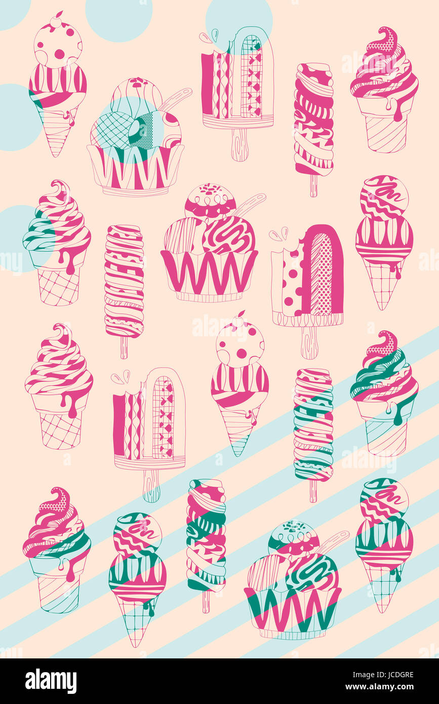 Patterns of various ice cream cones Stock Photo - Alamy