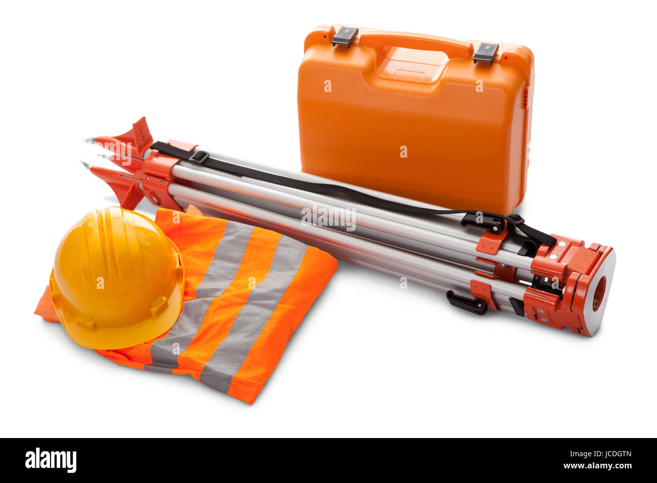 Survey equipment in carrying case. Isolated on white Stock Photo - Alamy
