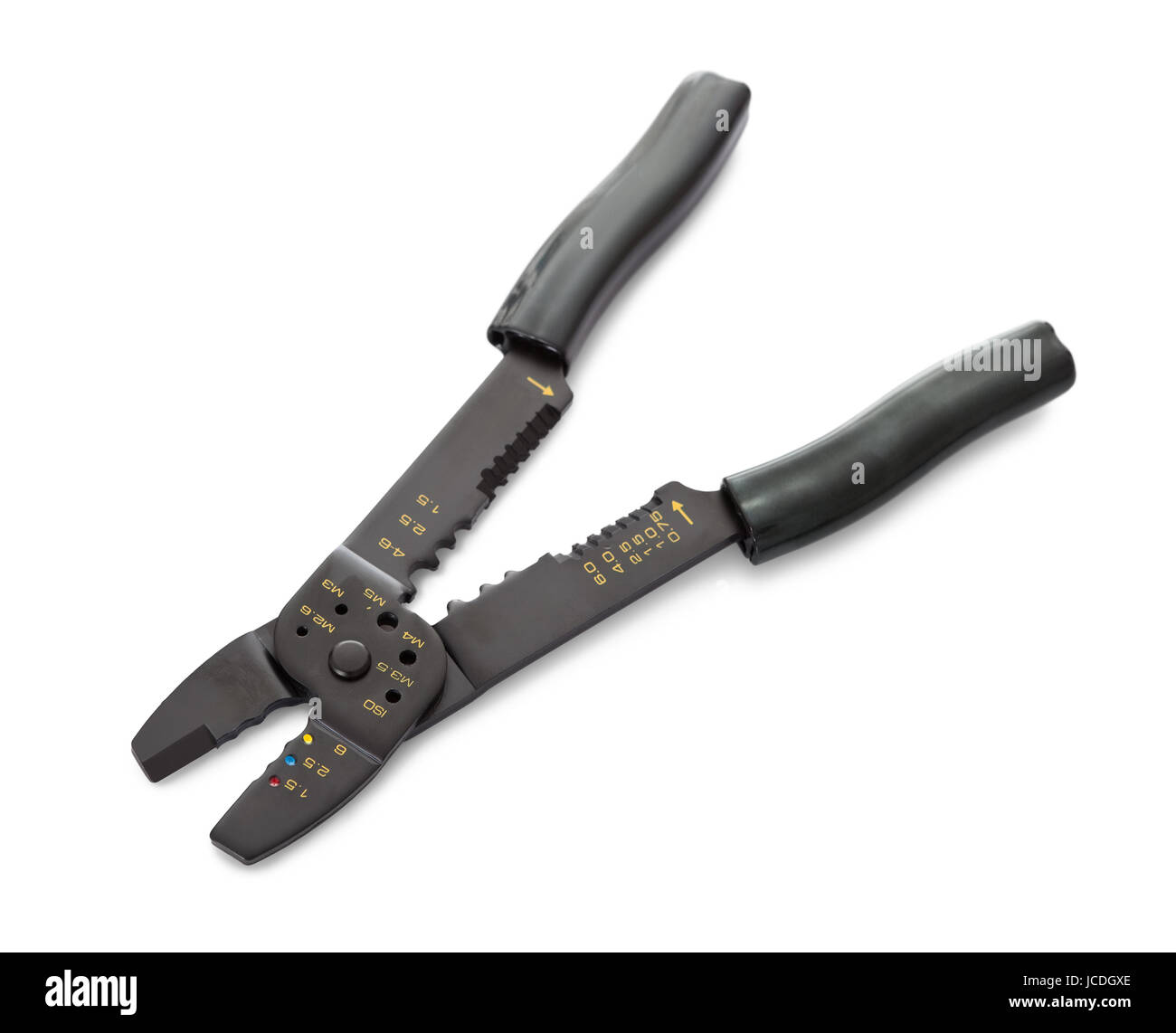 Photo of wire stripper. Isolated on white Stock Photo - Alamy