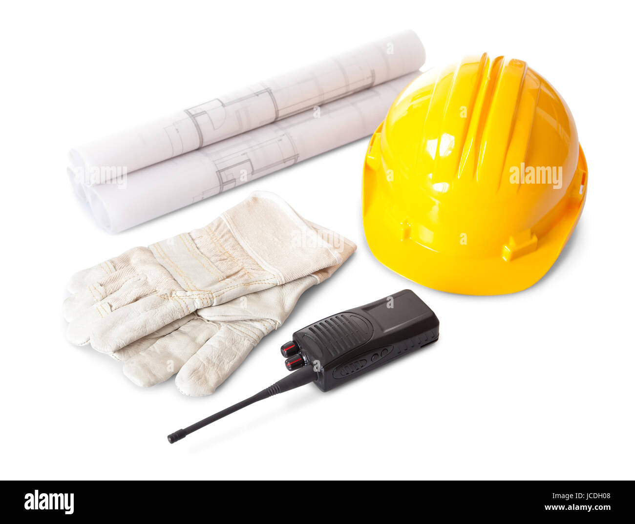 Set of constructions worker objects. Isolate don white Stock Photo - Alamy