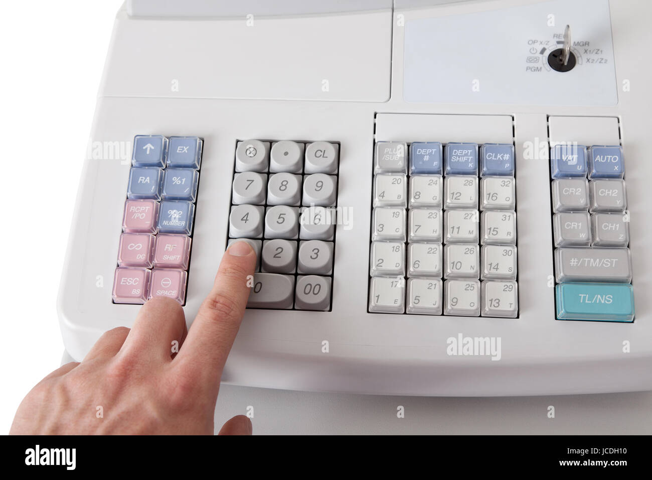 Cash register with LCD display. Isolated on white background Stock ...