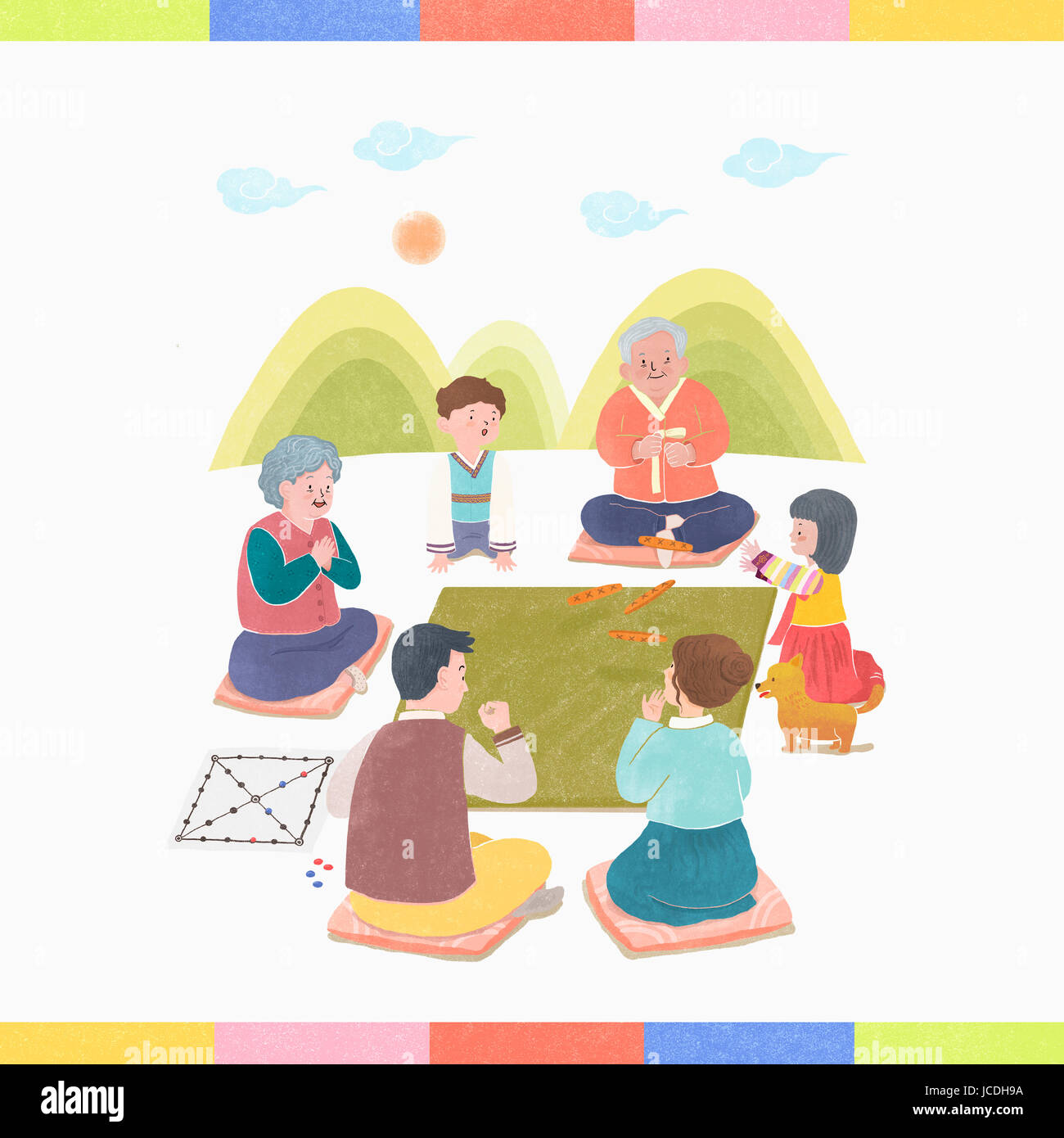 Harmonious Korean family playing yut Stock Photo - Alamy