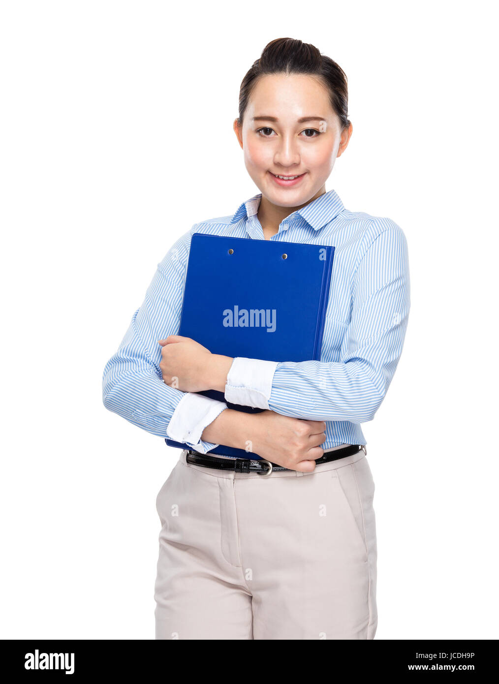 Asian secretary with file pad Stock Photo - Alamy
