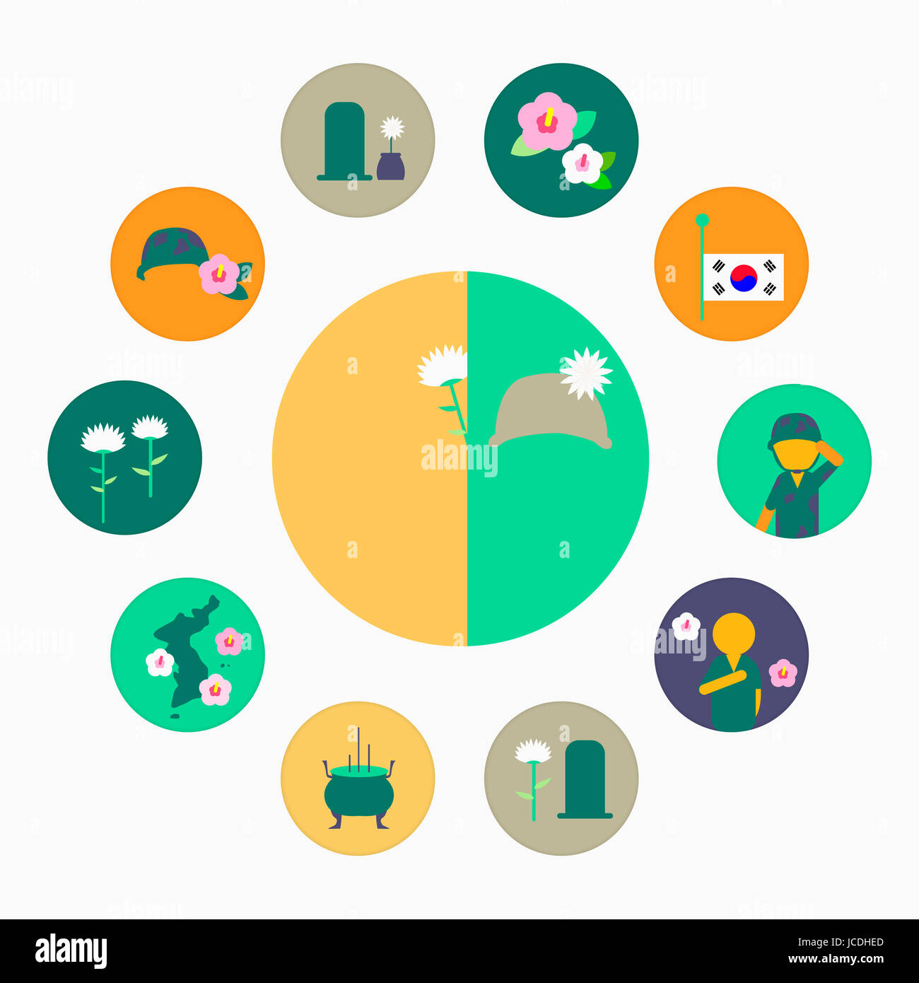 Set of various icons related to June Stock Photo - Alamy