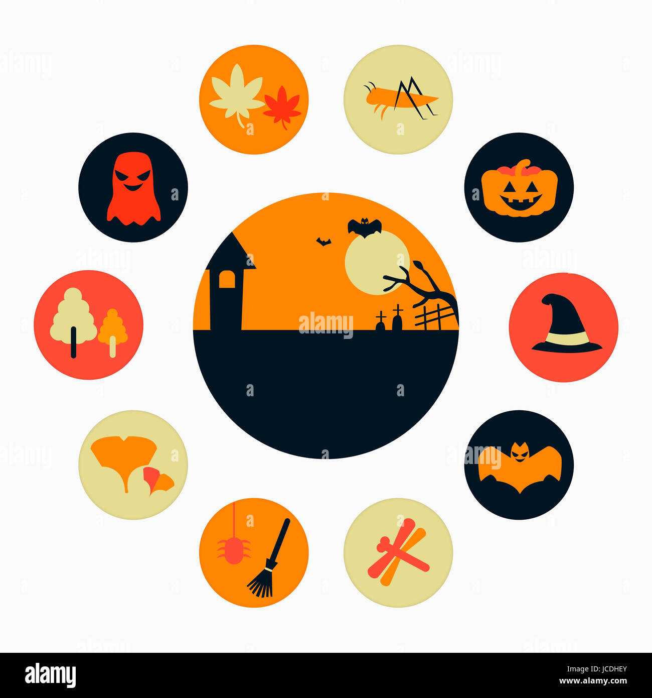 Set of various icons related to October Stock Photo - Alamy
