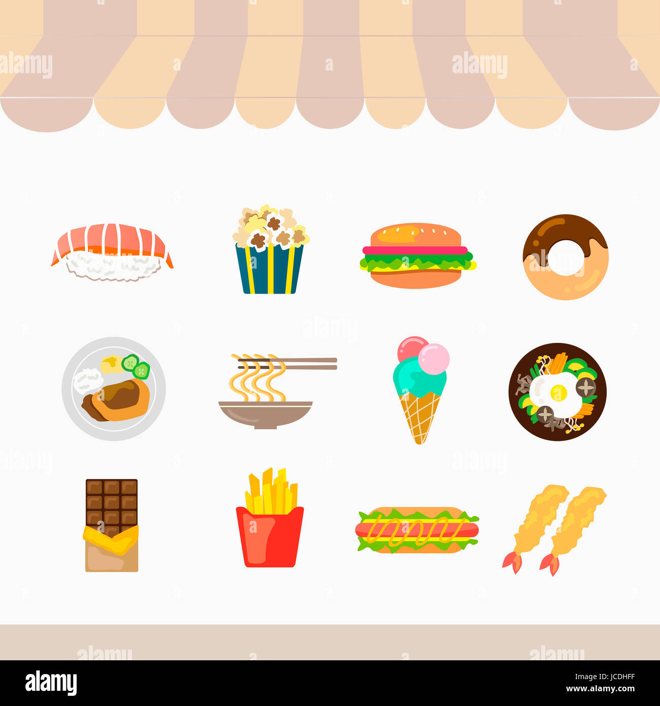 Icon set of various food Stock Photo - Alamy