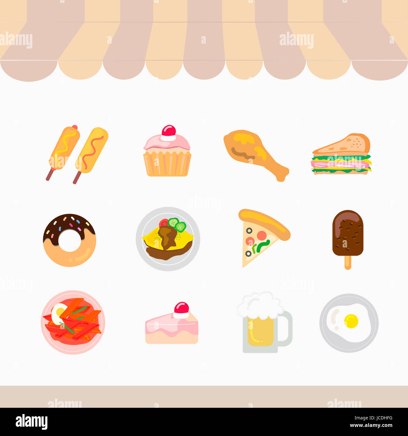 Icon set of various food Stock Photo - Alamy