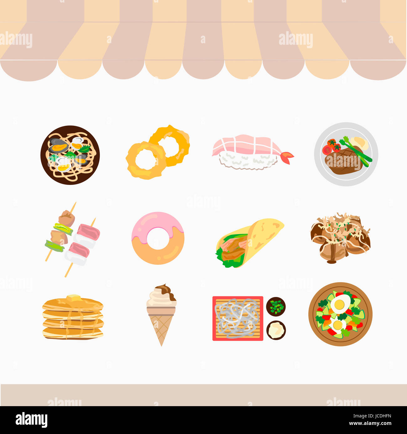 Icon set of various food Stock Photo - Alamy