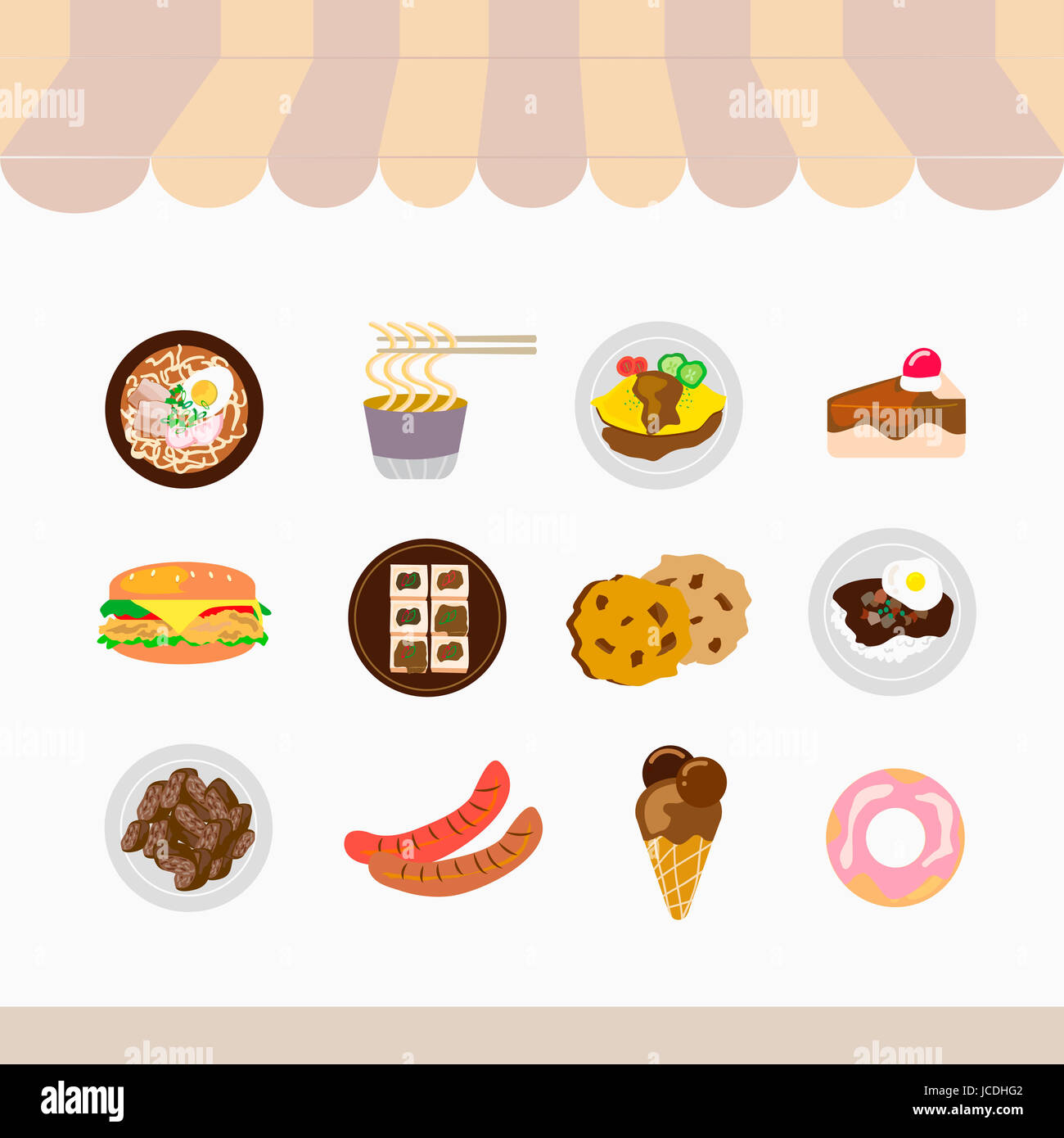 Icon set of various food Stock Photo - Alamy