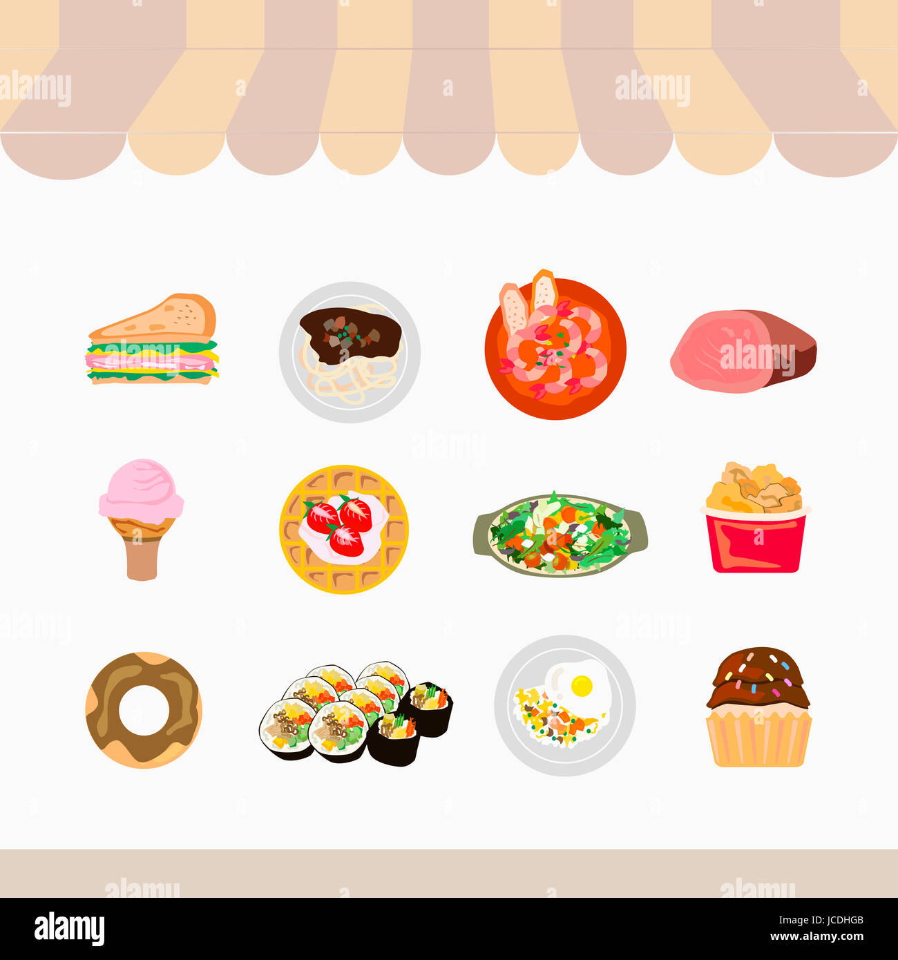 Icon set of various food Stock Photo - Alamy