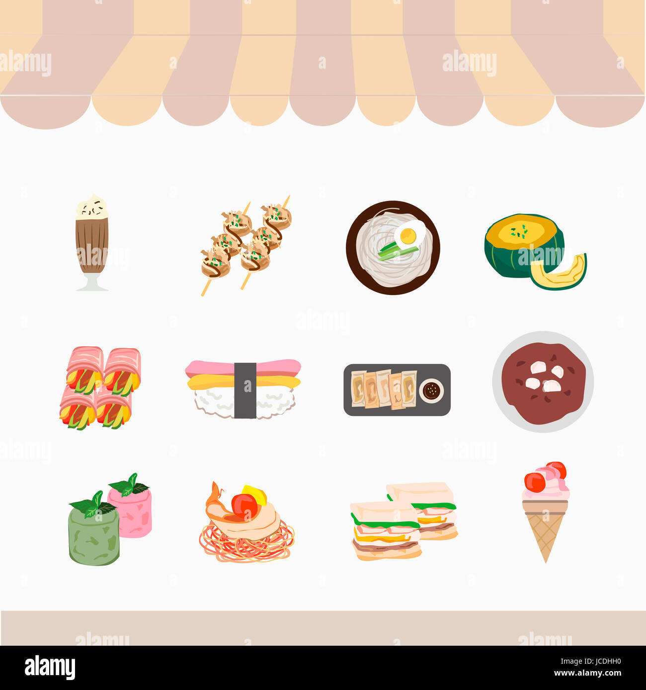Icon set of various food Stock Photo - Alamy
