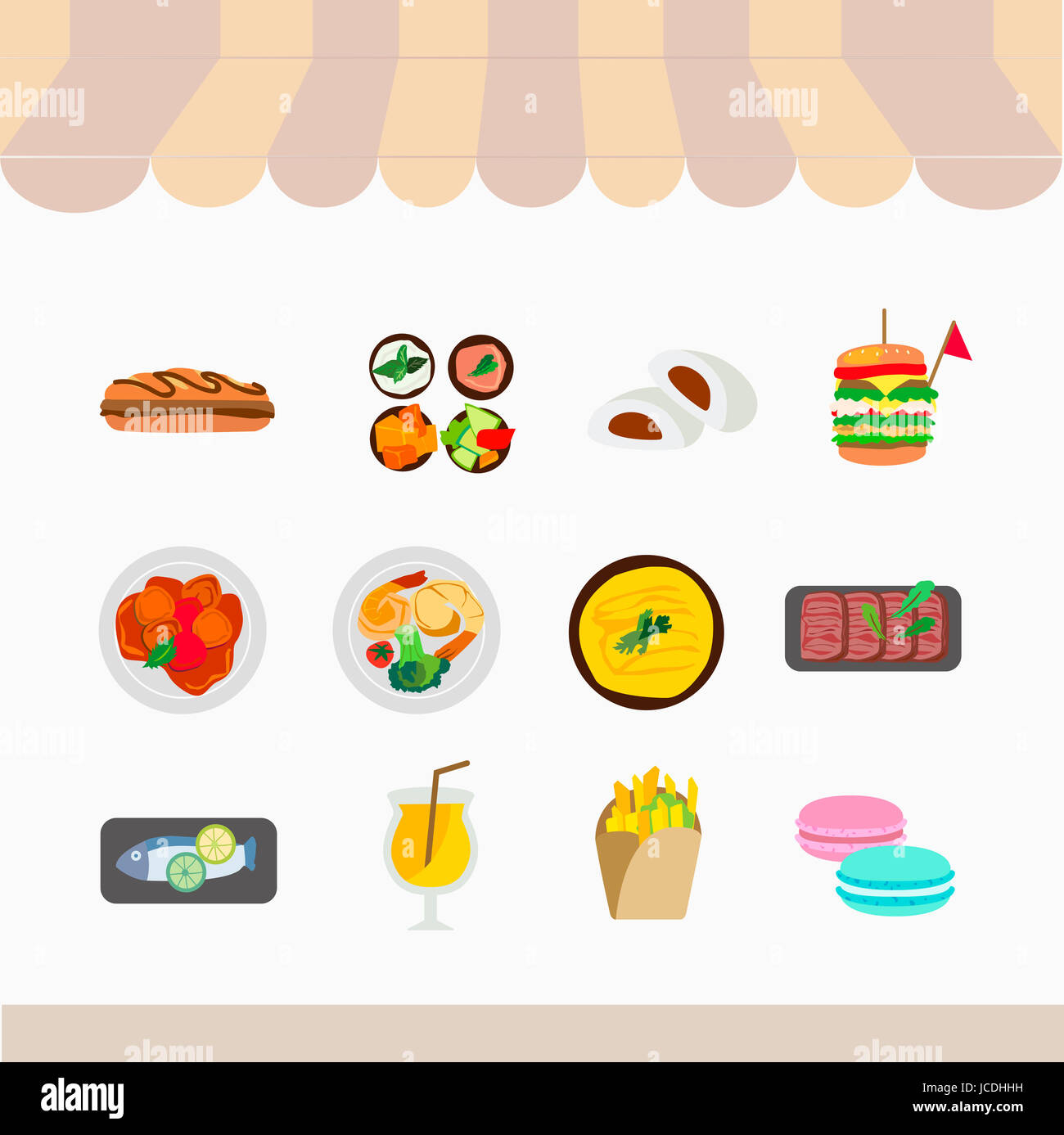 Icon set of various food Stock Photo - Alamy