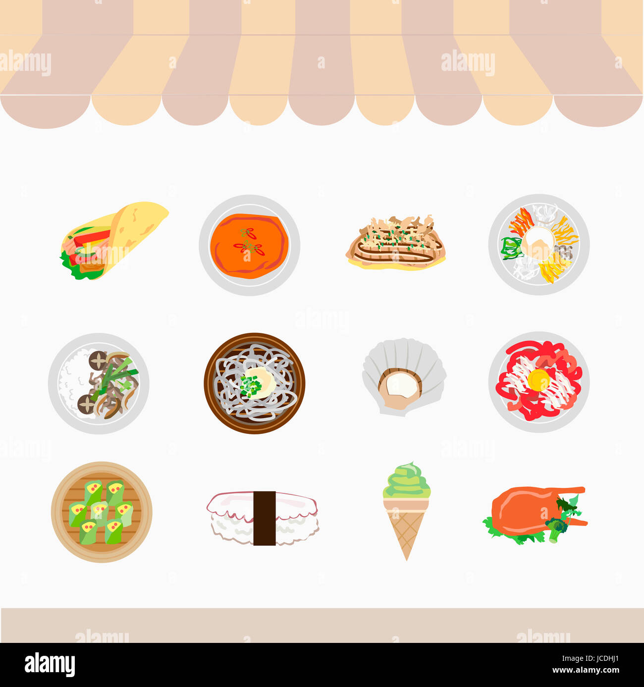Icon set of various food Stock Photo - Alamy