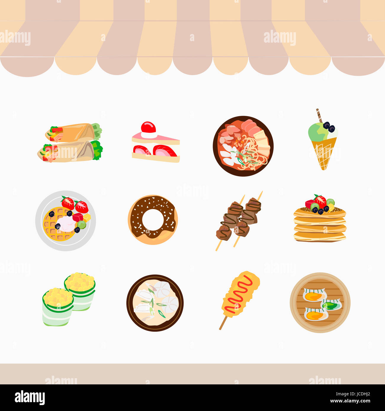 Icon set of various food Stock Photo - Alamy