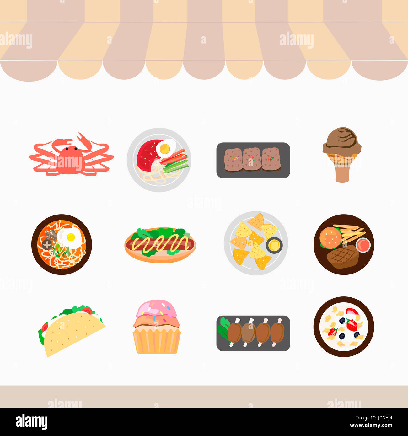 Icon set of various food Stock Photo - Alamy