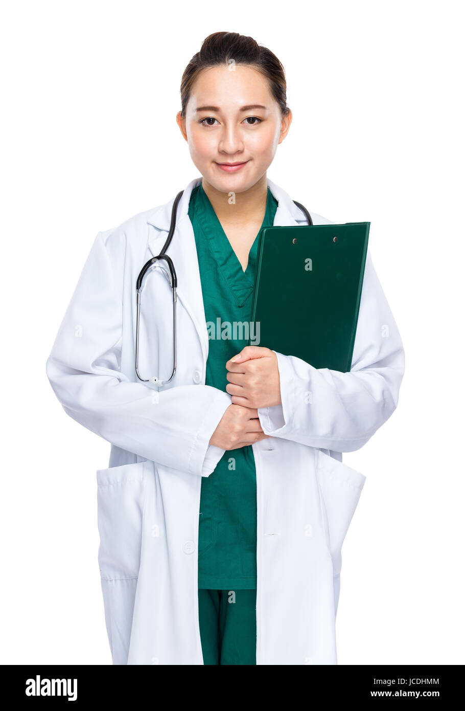 Indonesian female doctor with clipboard Stock Photo - Alamy