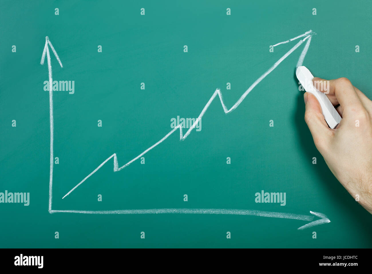 Hand drawing growth chart on green chalkboard Stock Photo - Alamy