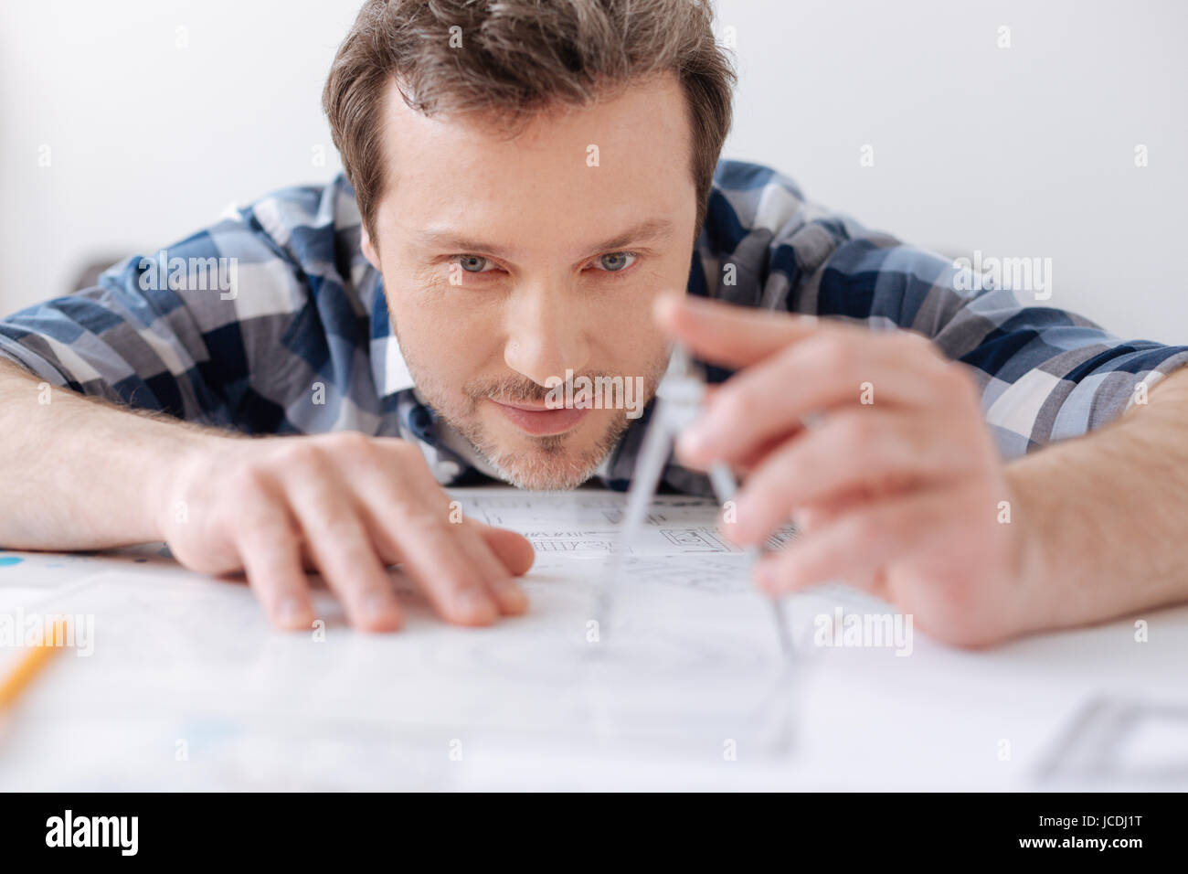 Positive delighted architecture looking forward Stock Photo - Alamy
