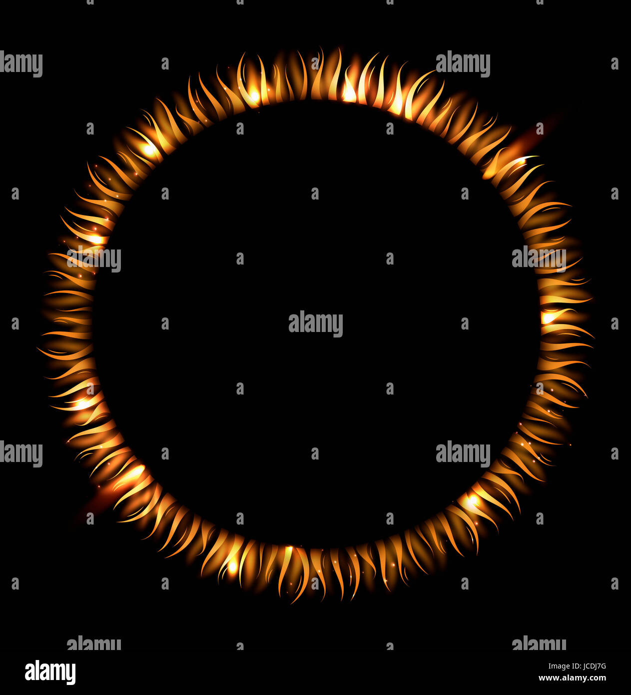 Circle frame with flames Stock Photo - Alamy