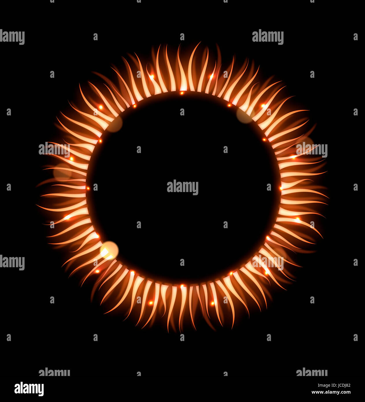 Circle frame with flames Stock Photo - Alamy