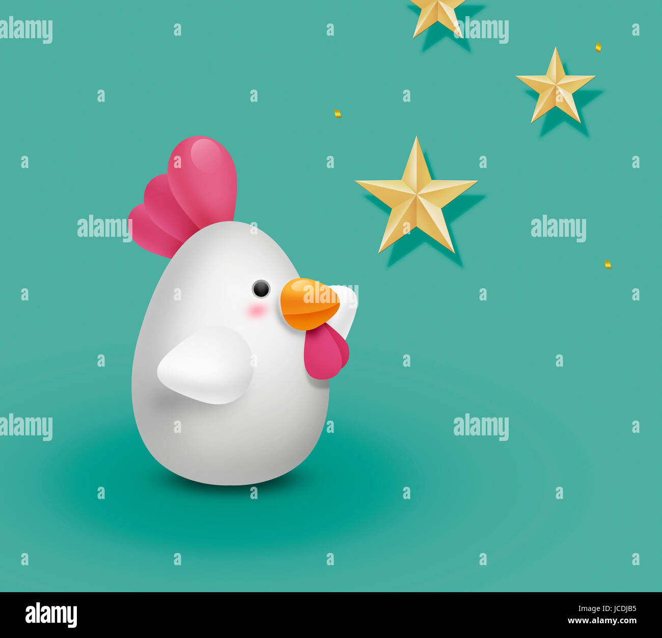 Cute chicken with stars Stock Photo - Alamy