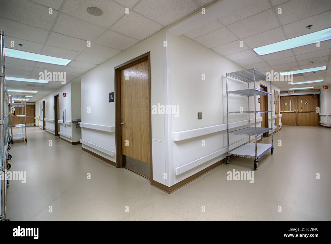long hospital corridor hallway Stock Photo - Alamy