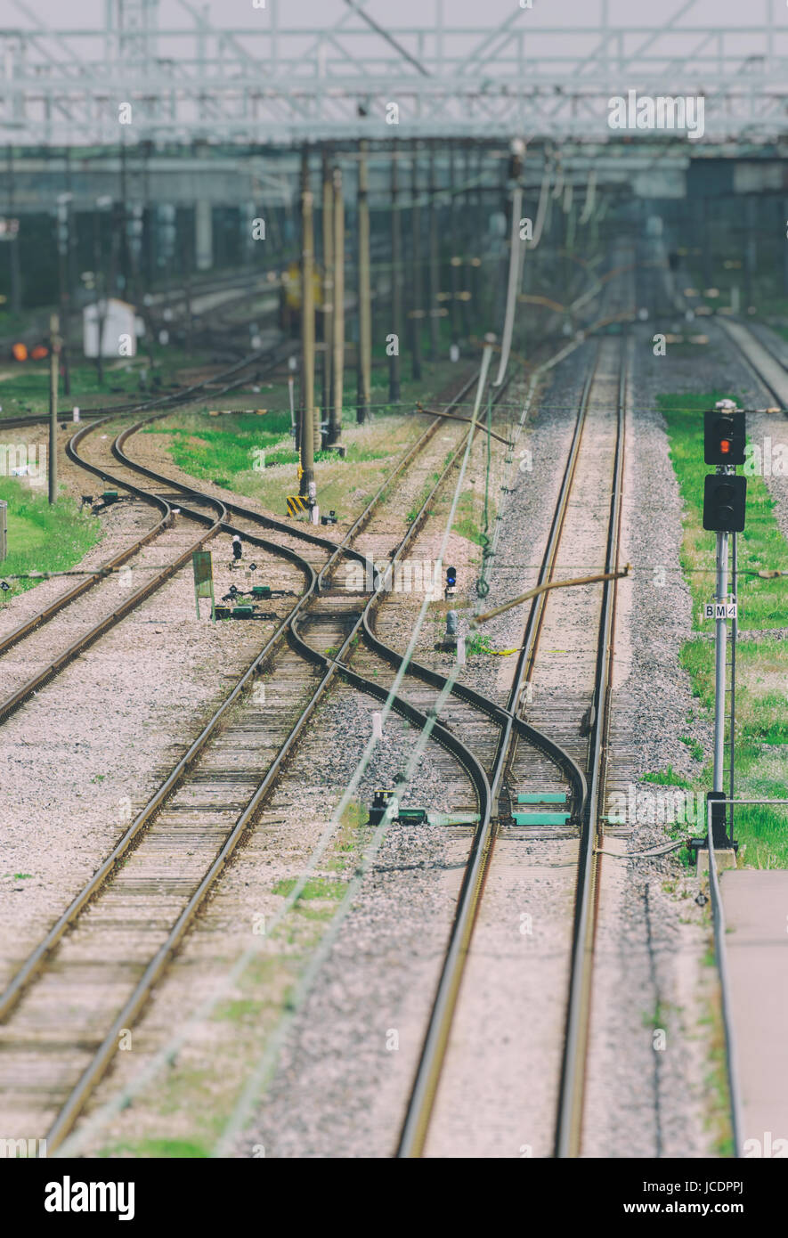 View of railroad junction Stock Photo - Alamy