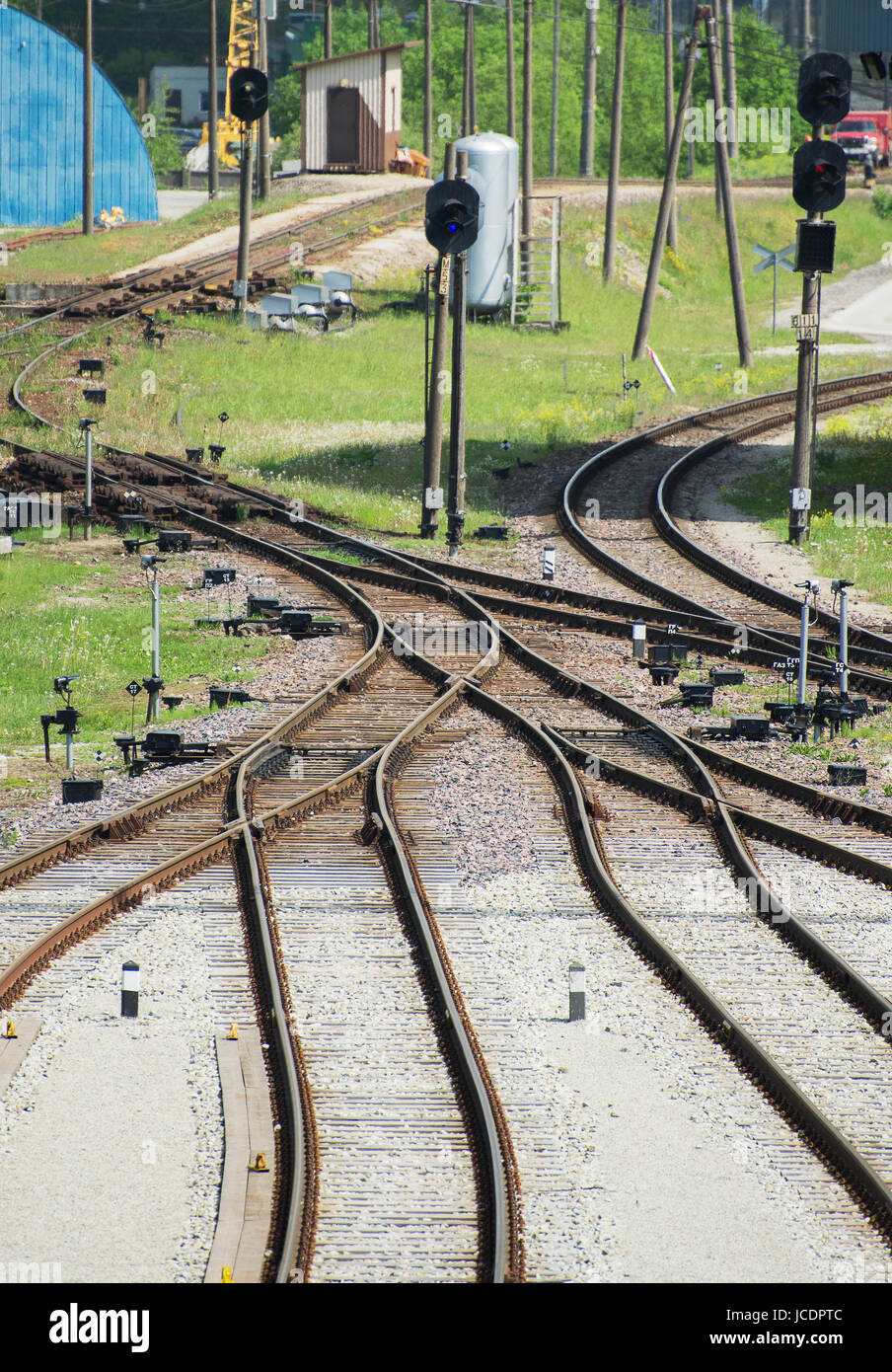 View of railroad junction Stock Photo - Alamy