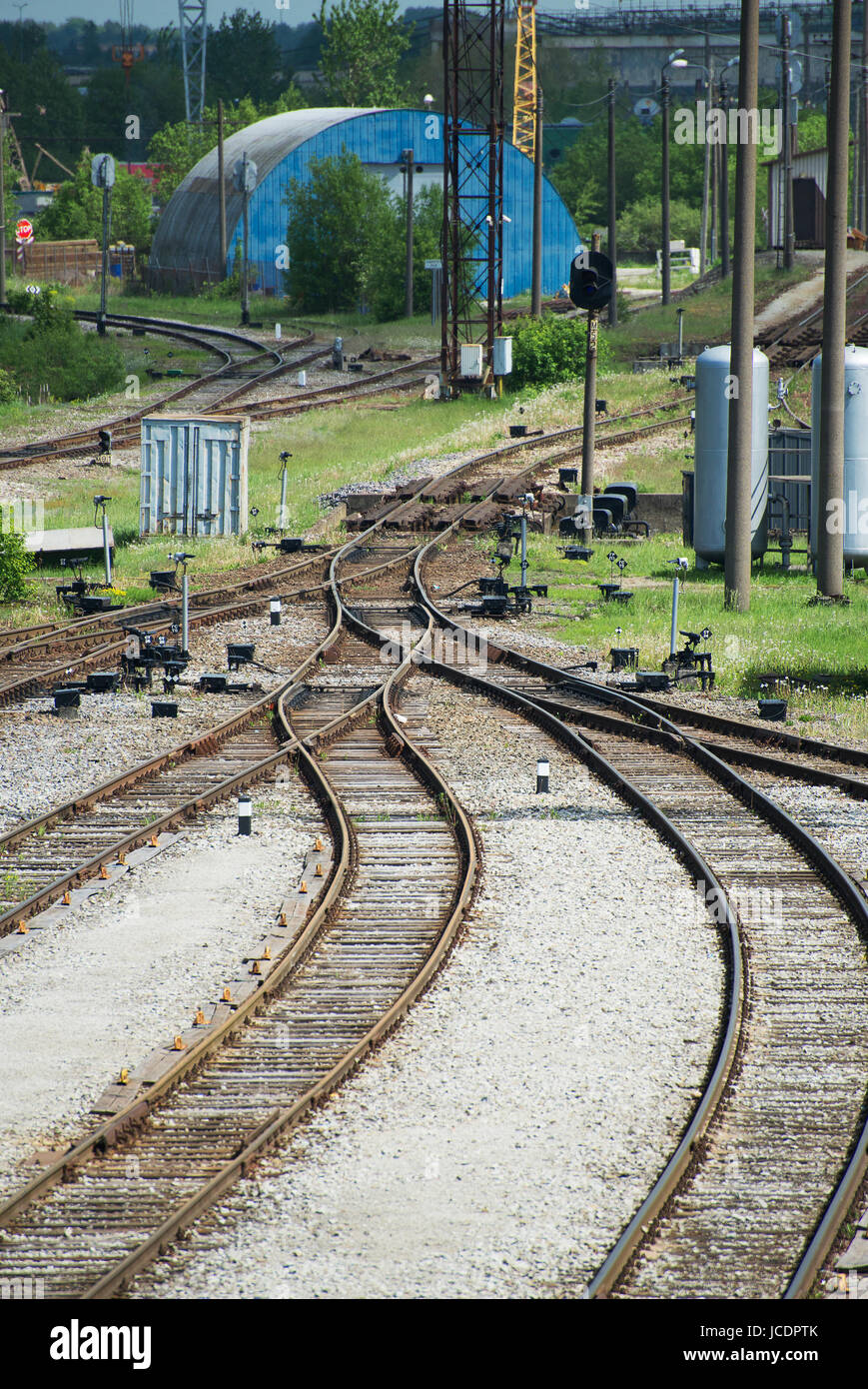 View of railroad junction Stock Photo - Alamy