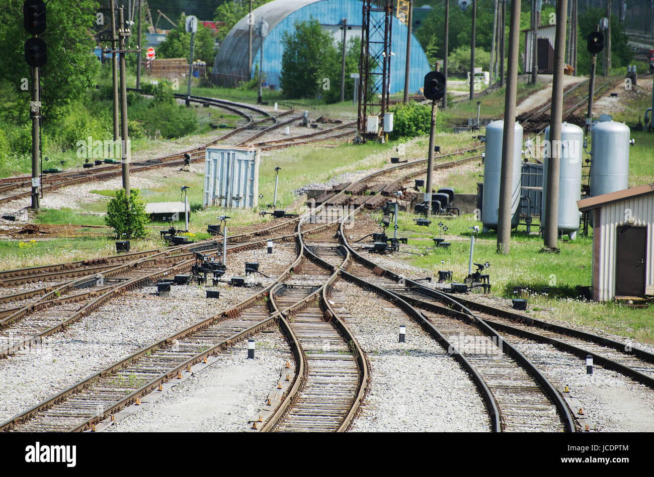 View of railroad junction Stock Photo - Alamy