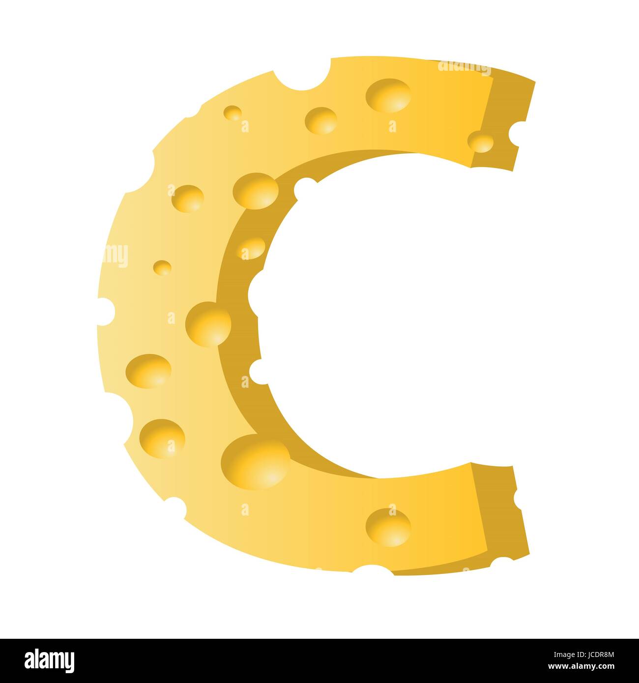 colorful illustration with cheese letter C on a white background Stock ...