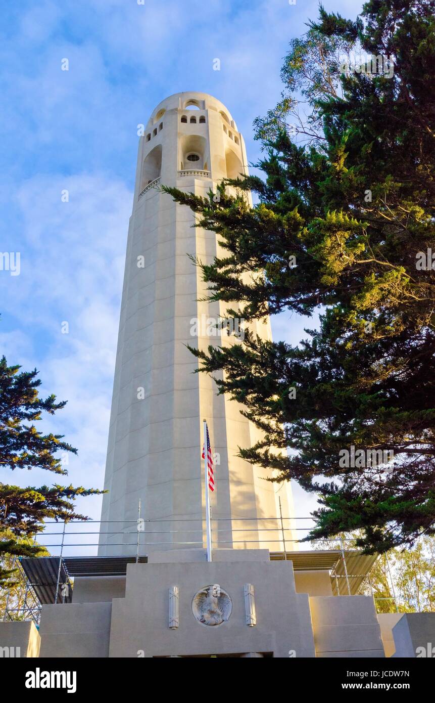 Coit Tower, aka the Lillian Coit Memorial Tower on Telegraph Hill ...