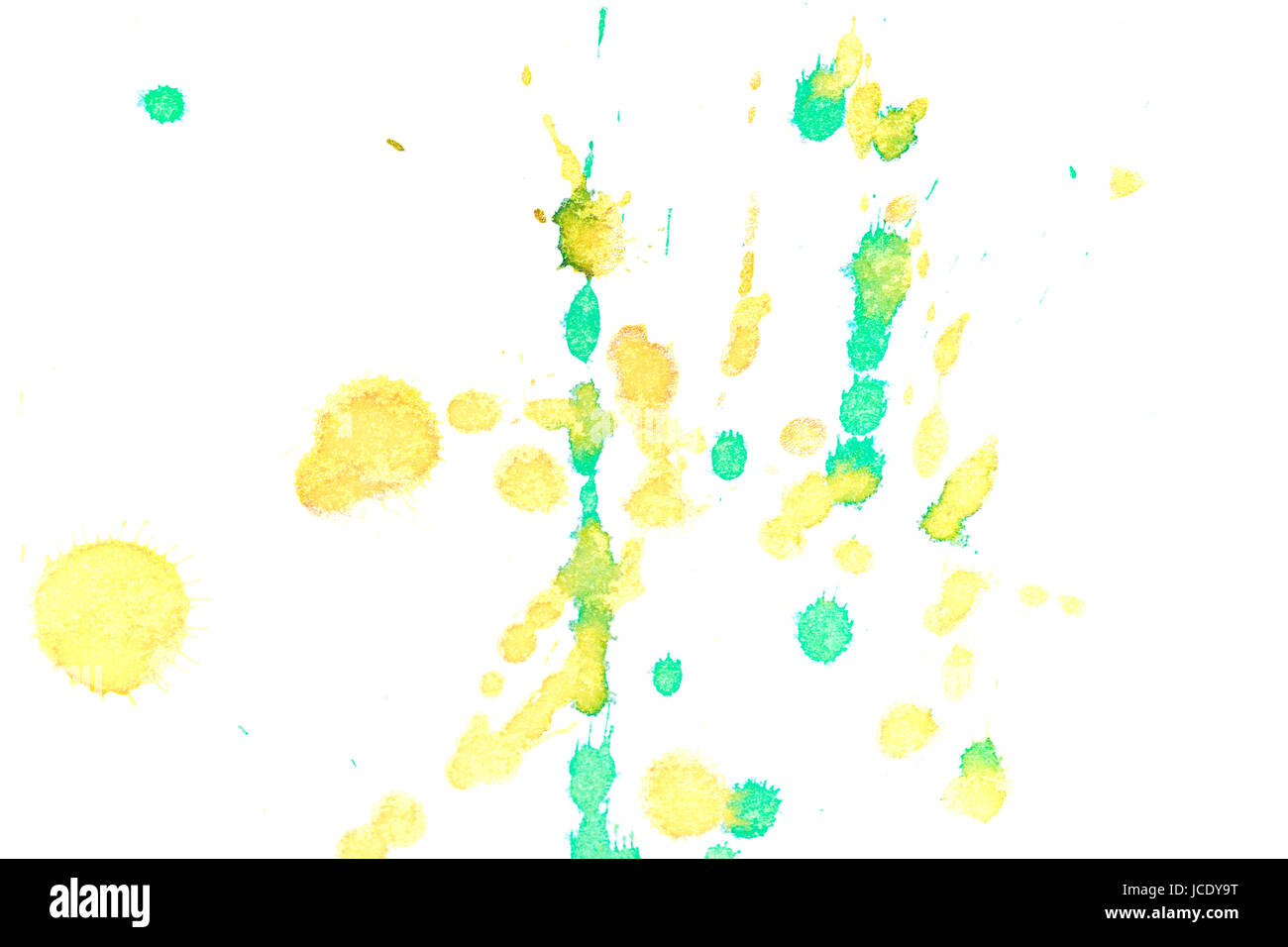 Abstract two-color yellow green ink splash. Ink blots. Elements of ...