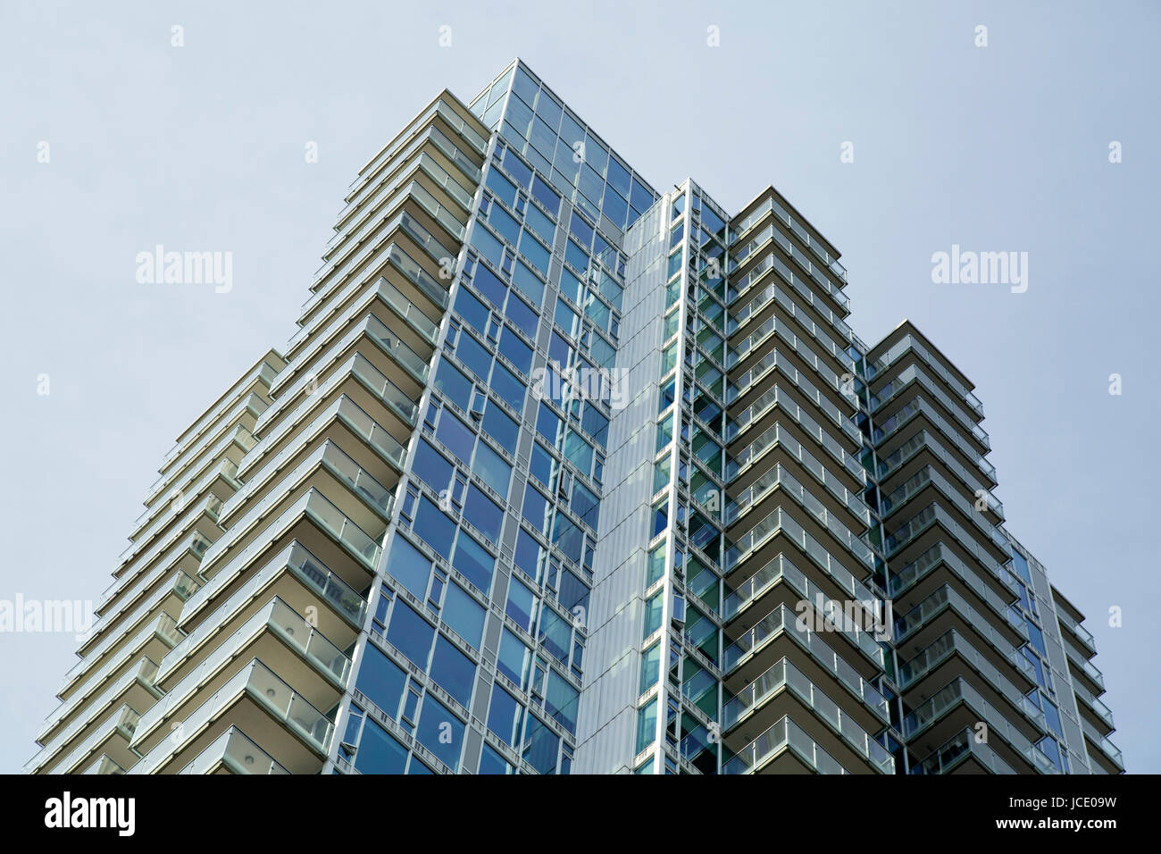 A tower block of housing in Calgary, Canada. The building is in the ...