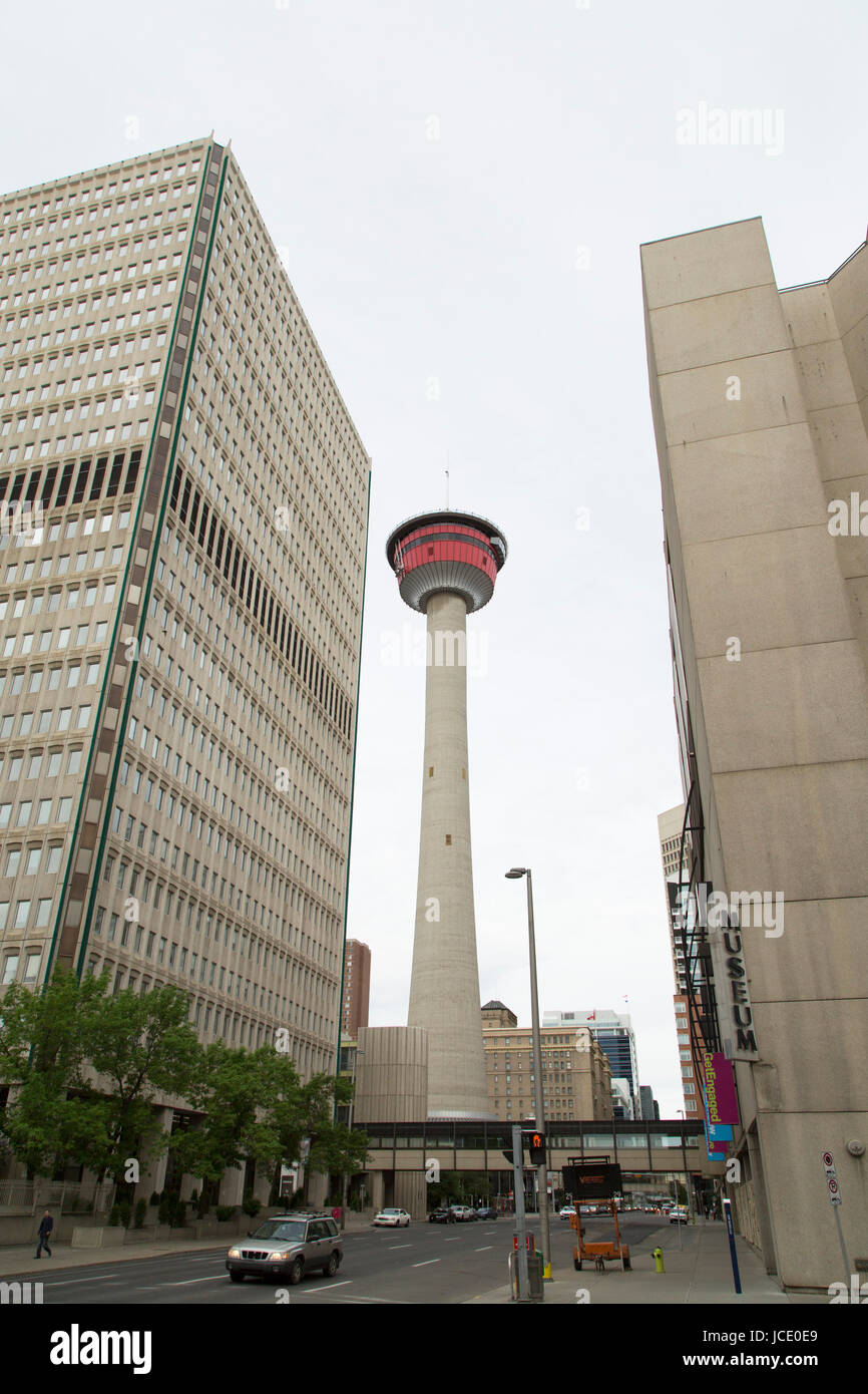 Calgary Tower in Calgary, Canada. The popular tourist attraction has an ...