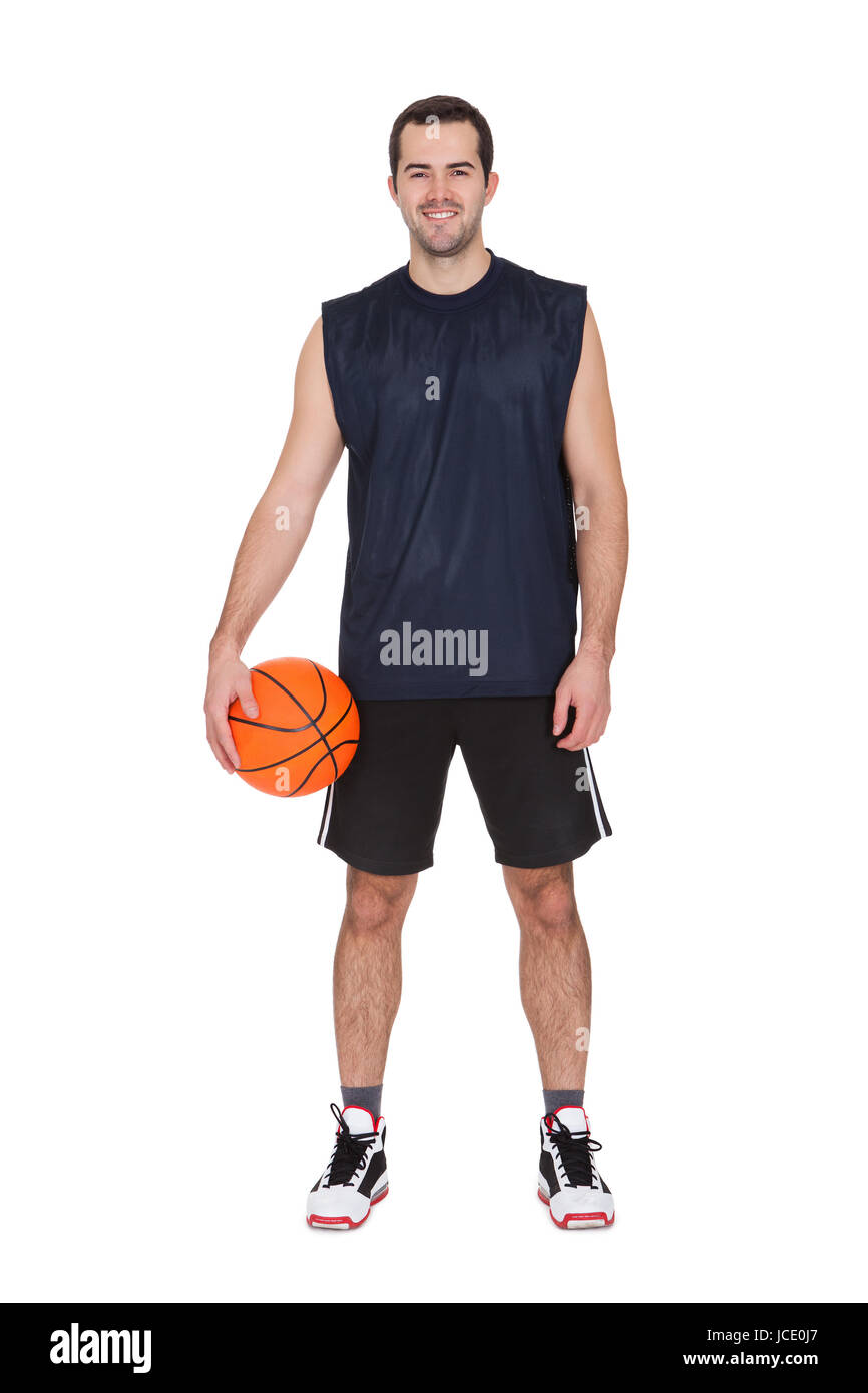 Portrait of professional basketball player. Isolated on white Stock ...