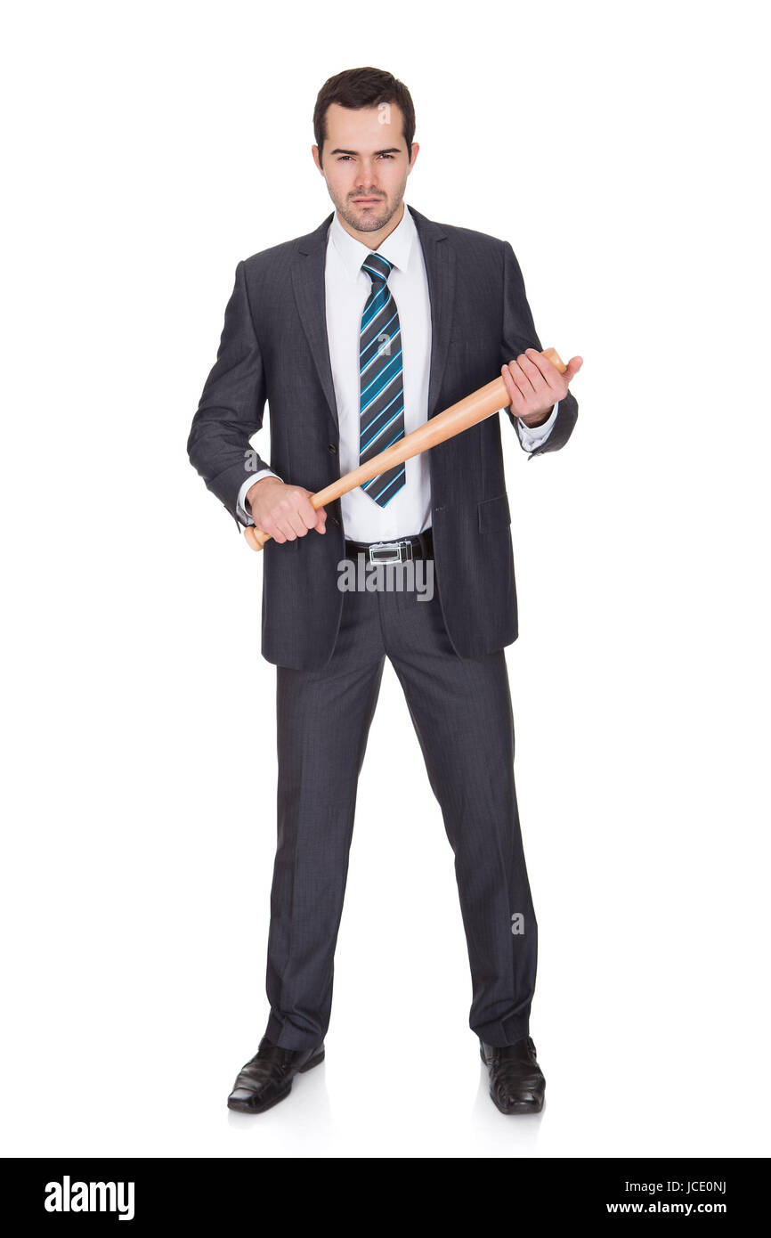 Gangster with baseball bat. Isolated on white Stock Photo - Alamy