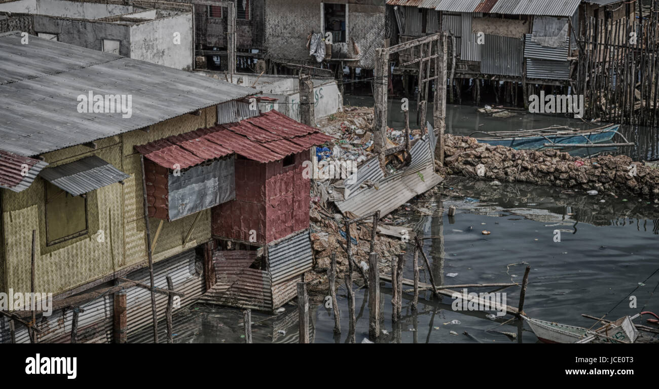blur philippines house in the slum for poor people concept of poverty ...
