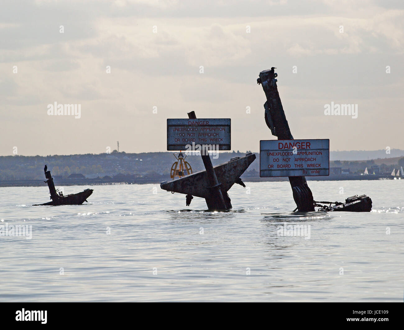 Masts of the wreck of the SS Richard Montgomery lying 1 mile north of ...