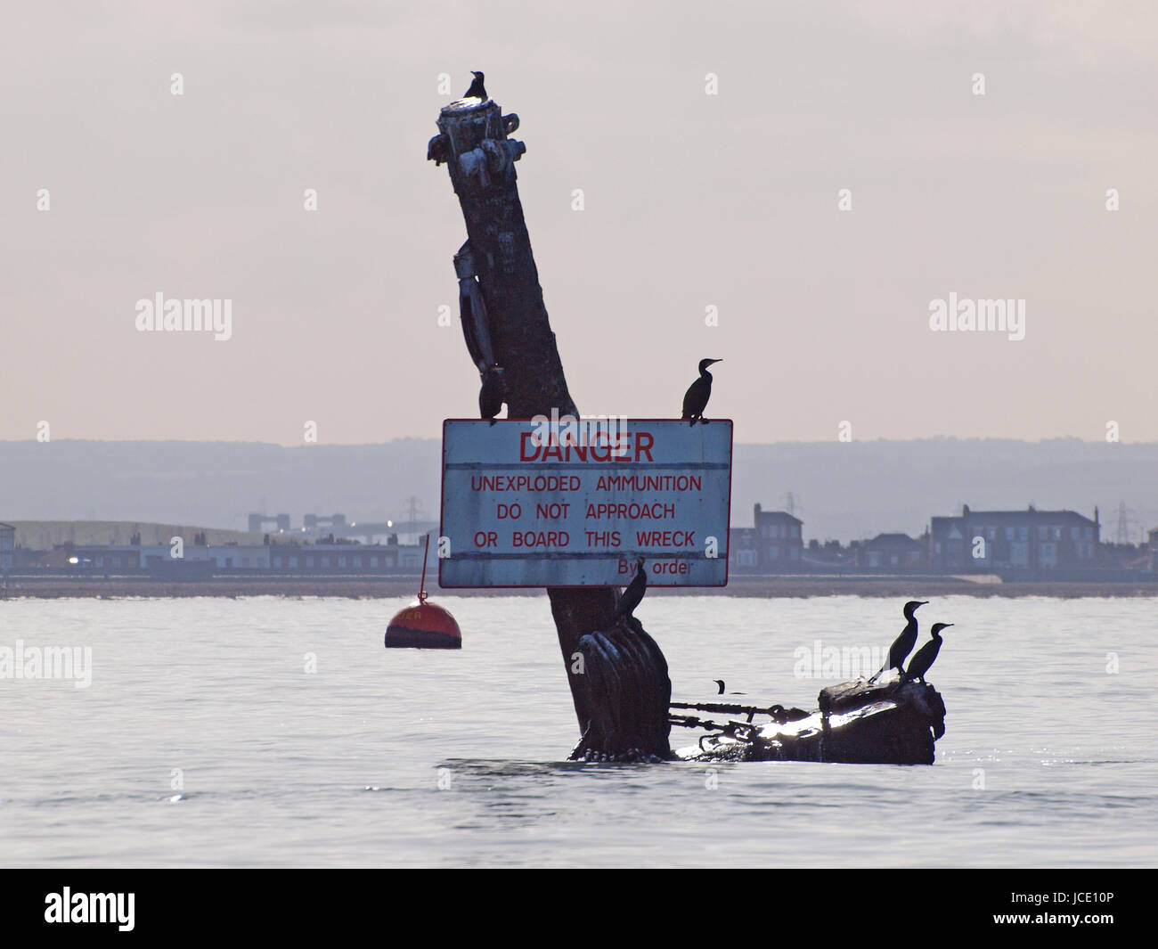 Mast of the wreck of the SS Richard Montgomery in the Thames Estuary ...