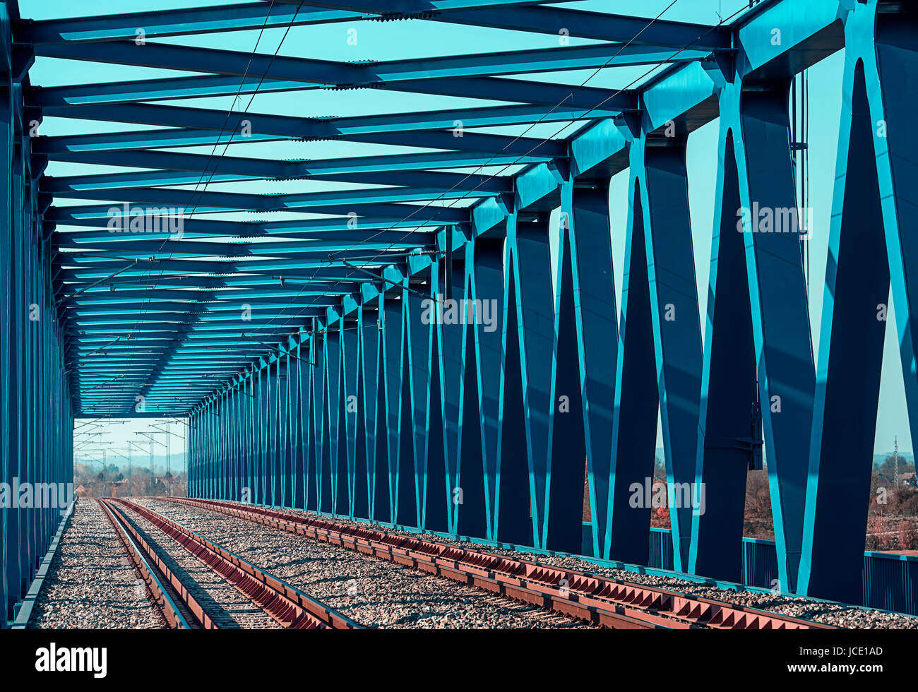 Rails running on a railway bridge Stock Photo - Alamy