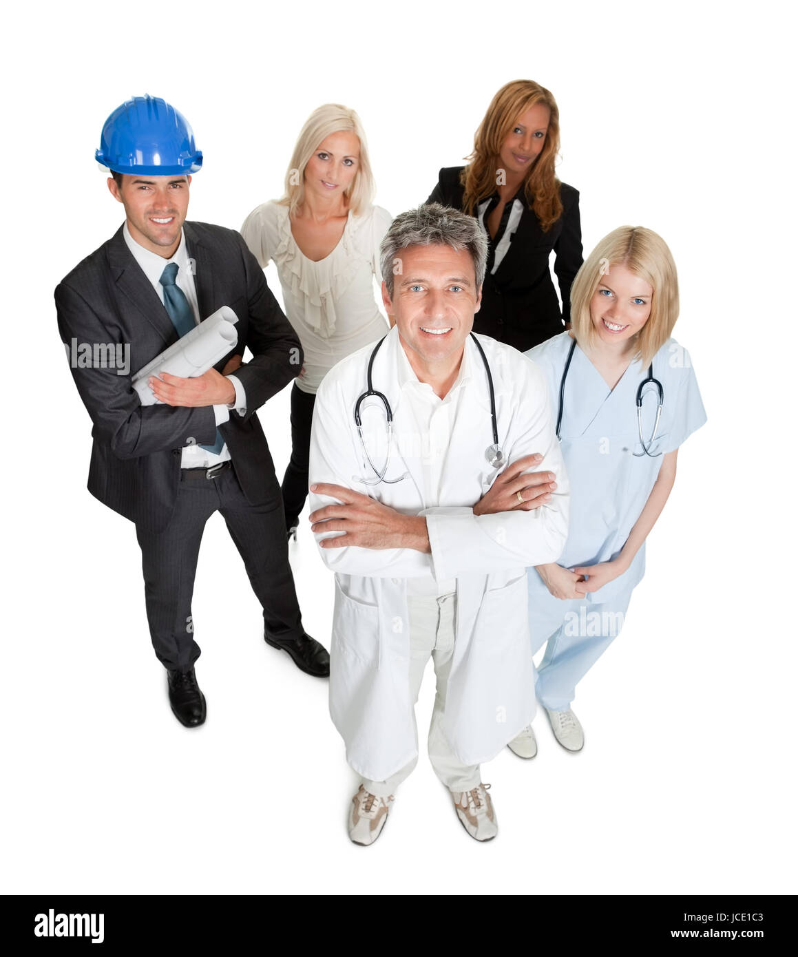 Portrait of a group of professionals isolated on white background Stock ...