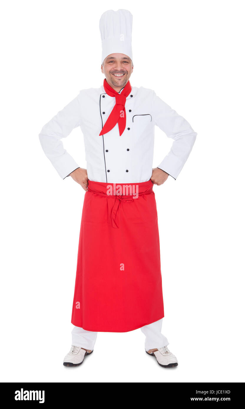 Portrait of a handsome cook. Isolated on white Stock Photo - Alamy
