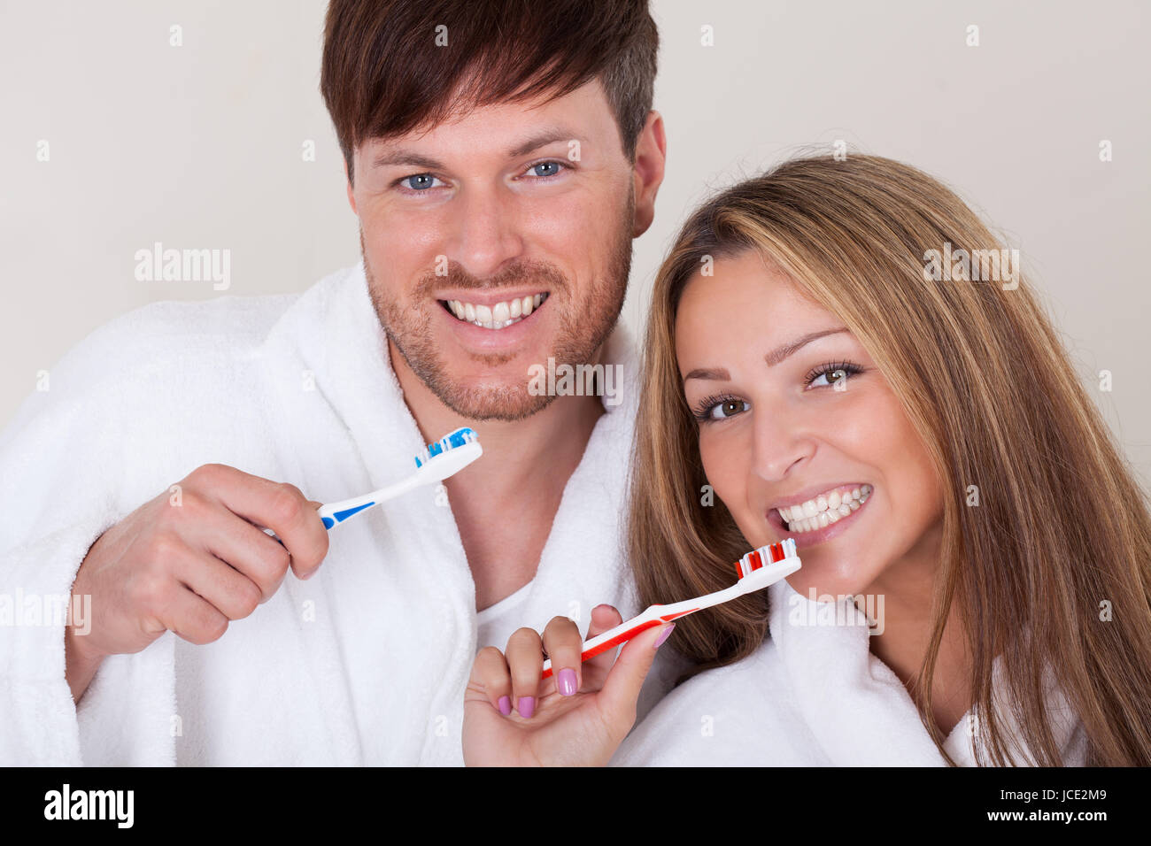They brushed teeth together before taking shower Stock Photo - Alamy