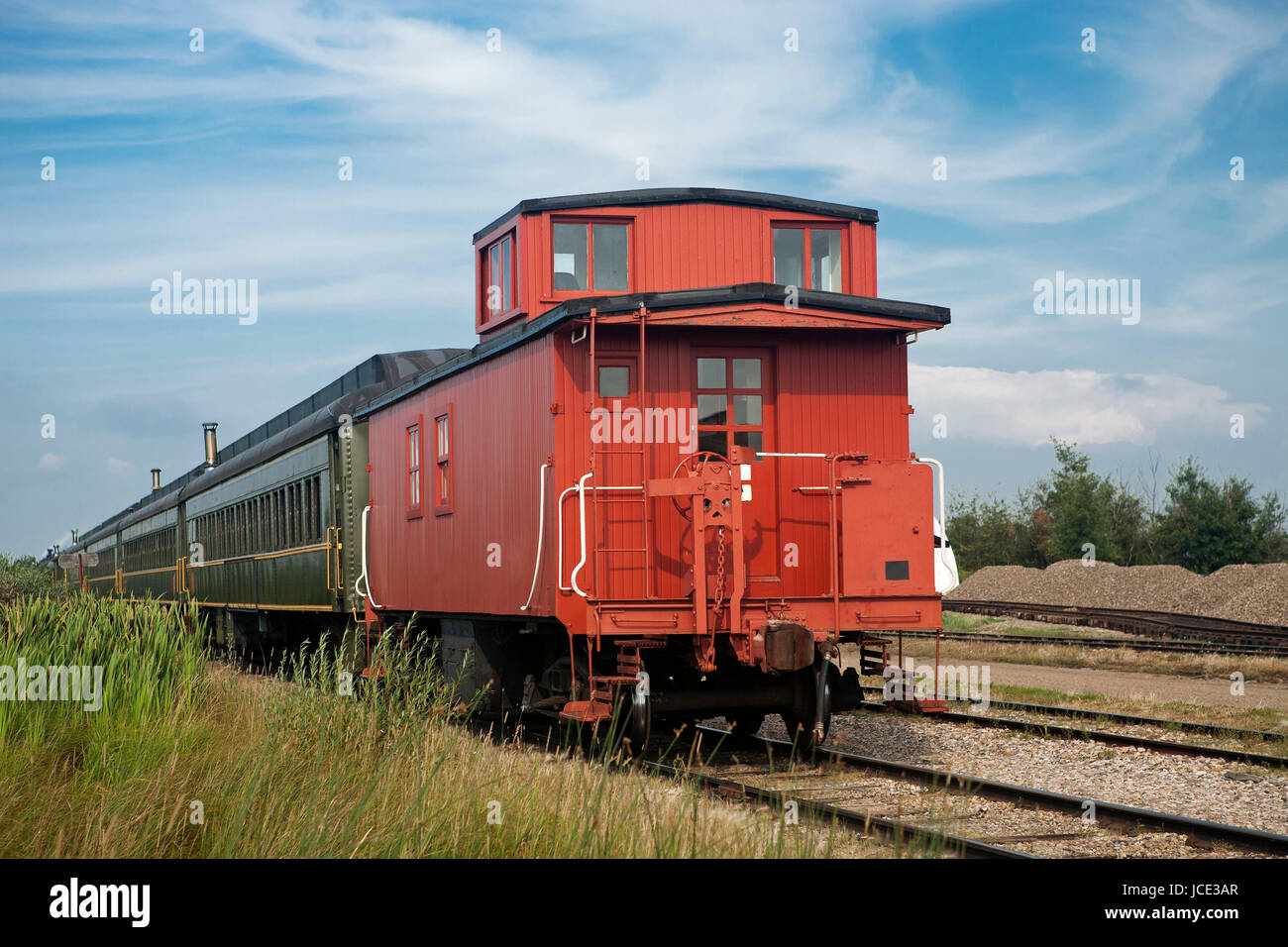 classic red railway wagon Stock Photo - Alamy