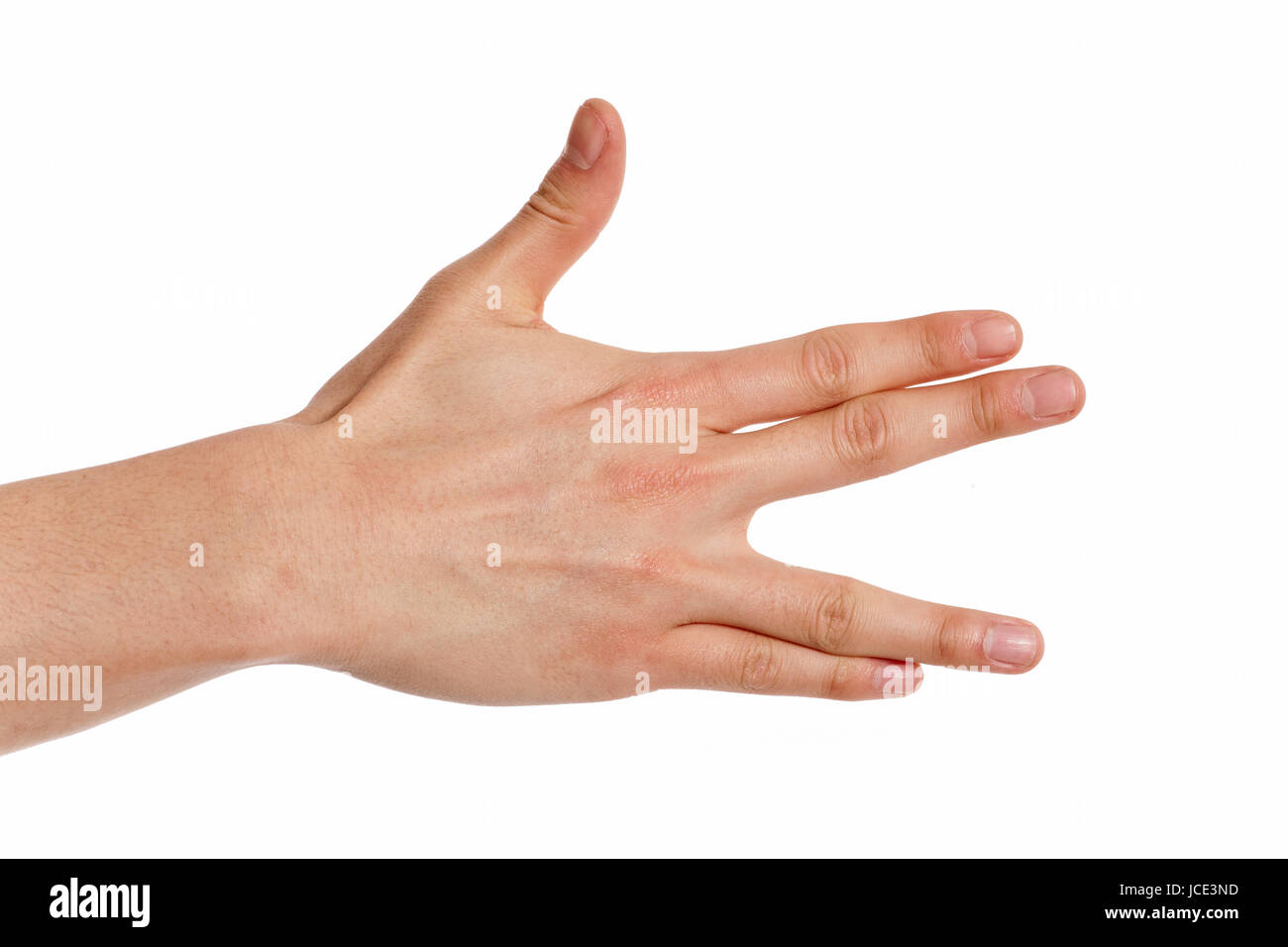 hand shoving a vulcan greeting sign isolated on white background Stock ...