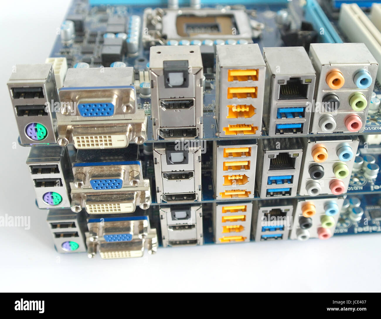 Back side of three computer main boards Stock Photo - Alamy
