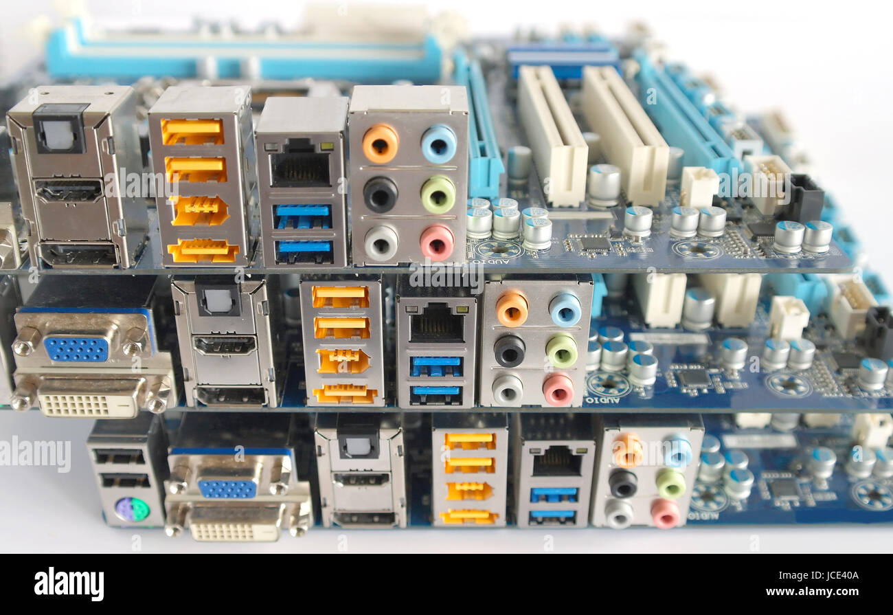Three computer main boards. Shallow DOF Stock Photo - Alamy