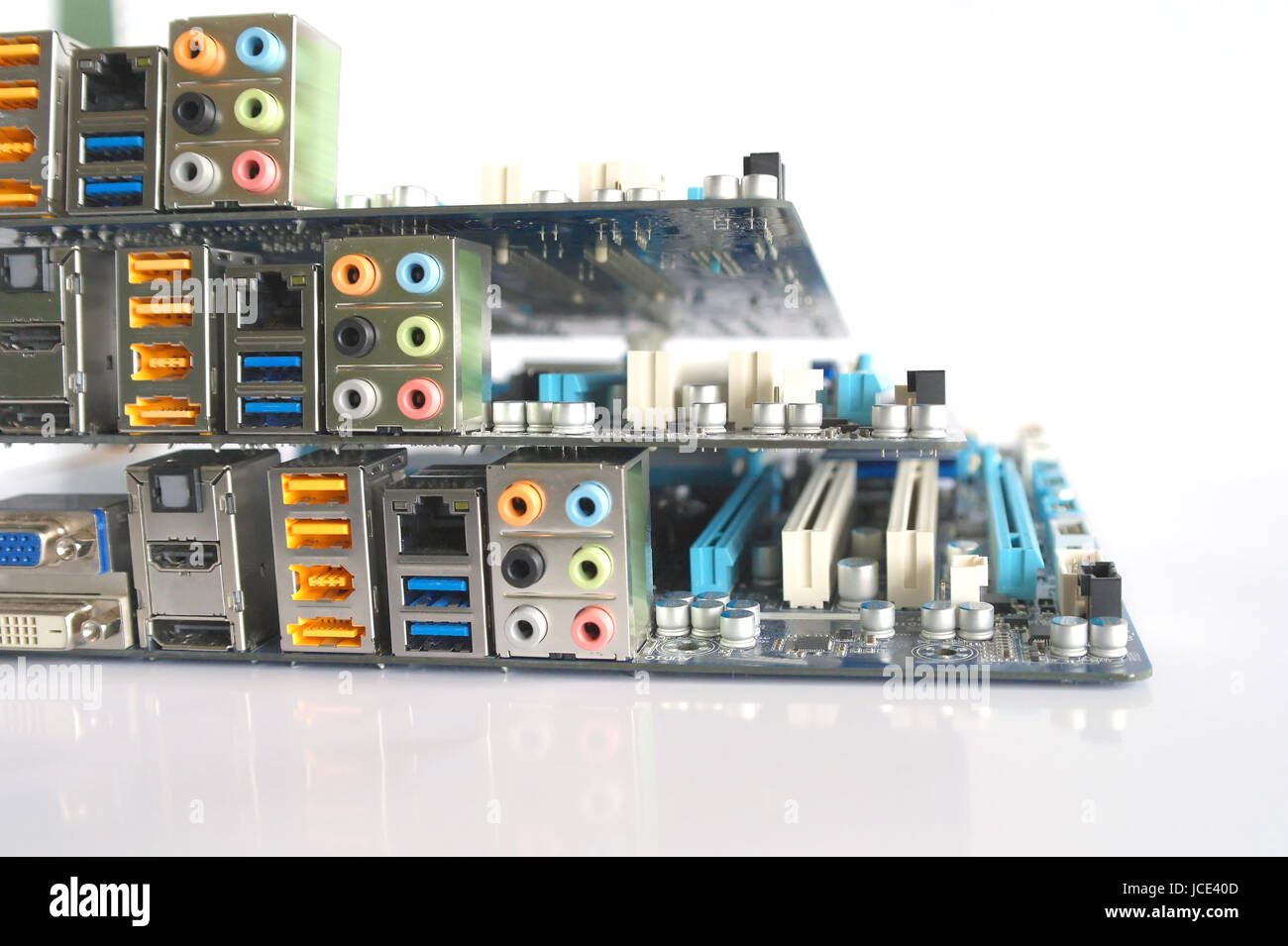 Back side of three computer main boards. Shallow DOF Stock Photo - Alamy